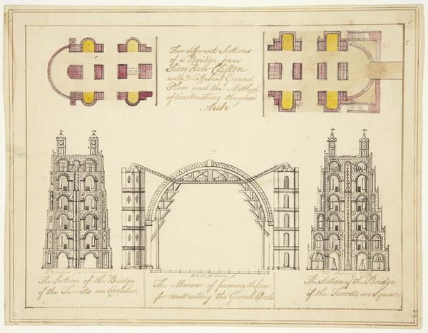 Two Different Sections of a Bridge From Sion Row, Clifton (drawing ...