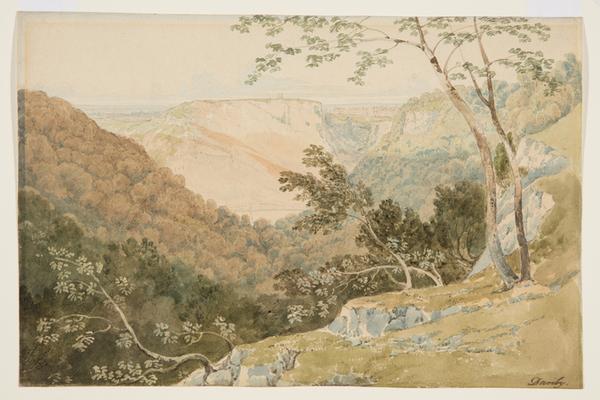 St Vincent's Rocks from above Nightingale Valley (drawing/watercolour ...