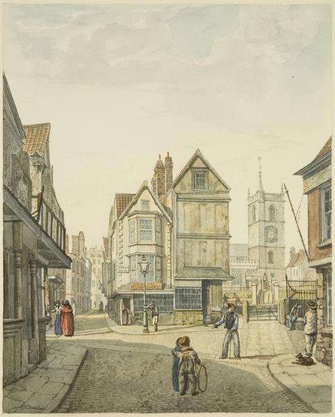 St James's Church and Silver Street looking into Lower Maudlin Lane ...